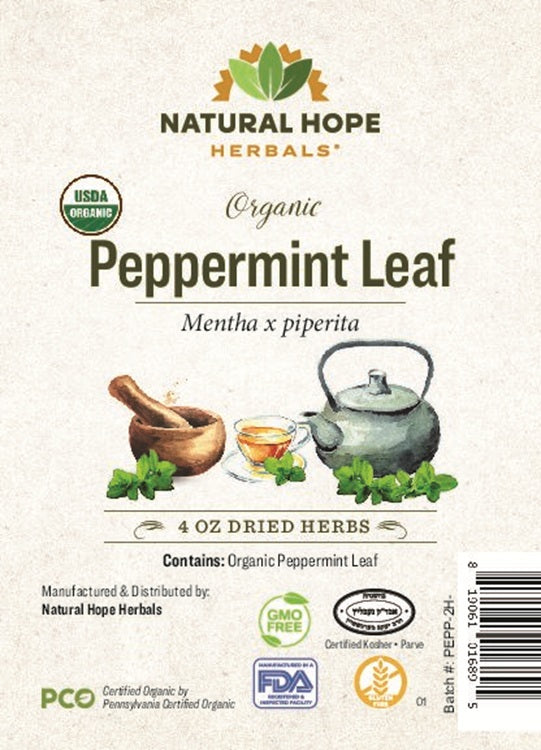Herbal Supplement PEPPERMINT LEAF - Certified Organic Dried Single ...
