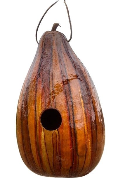 Birdhouse BROWN & TAN PSYCHEDELIC STRIPED BIRDHOUSE - Amish Hand ...