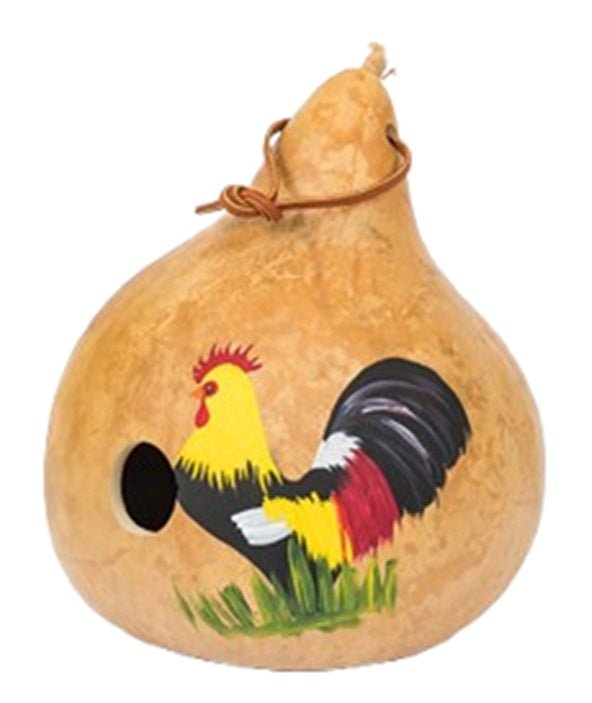 Birdhouse COUNTRY ROOSTER BIRDHOUSE - Amish Hand Painted Gourd – Saving ...