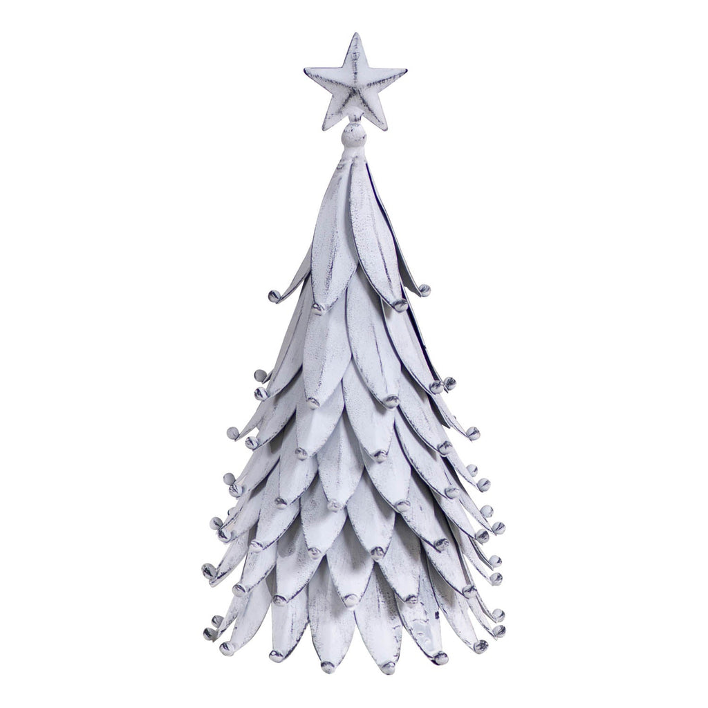 Christmas Tree Decor 12-Inch Tin Christmas Tree in Rustic White Wash ...