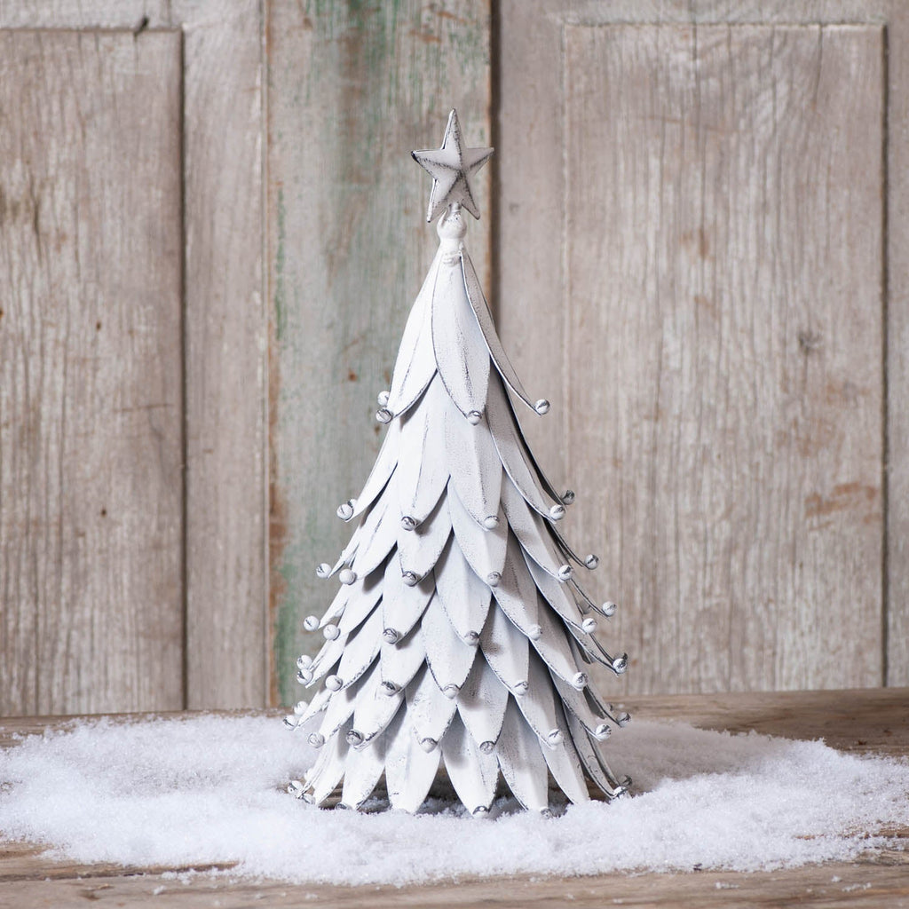 Christmas Tree Decor 12-Inch Tin Christmas Tree in Rustic White Wash ...