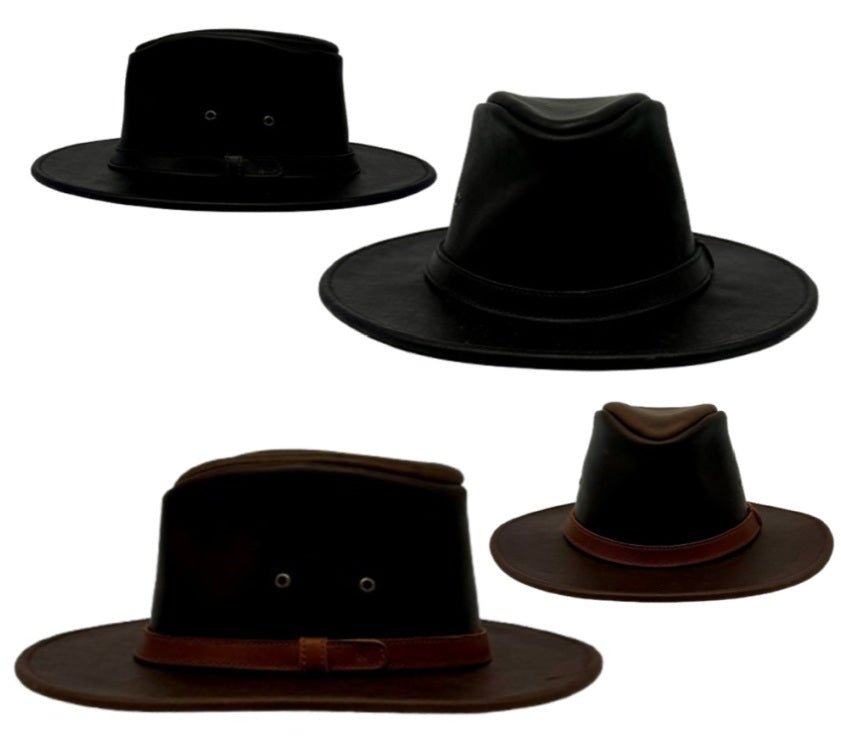 Leather Hat AUSSIE OUTBACK HAT - Amish Handcrafted Leather Cowboy Bush ...