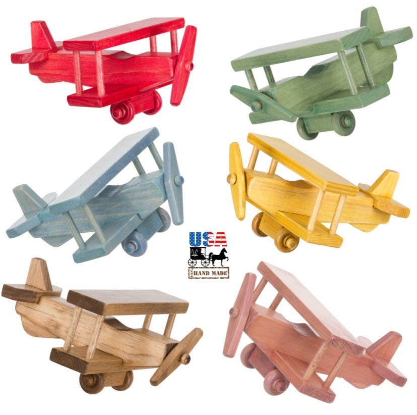 AIRPLANE - Amish Handmade Wood Bi-Plane Toy – Saving Shepherd