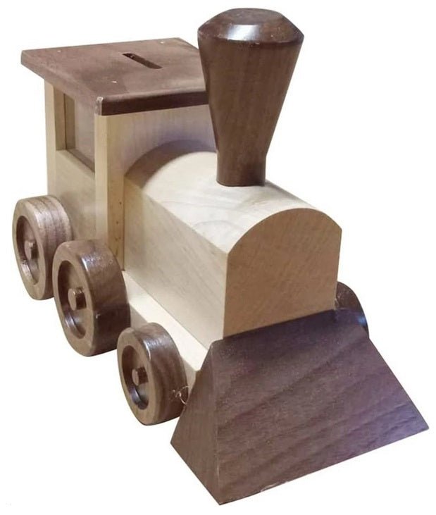 Wooden & Handcrafted Toys LOCOMOTIVE BANK - Wood Train Biggy Bank ...