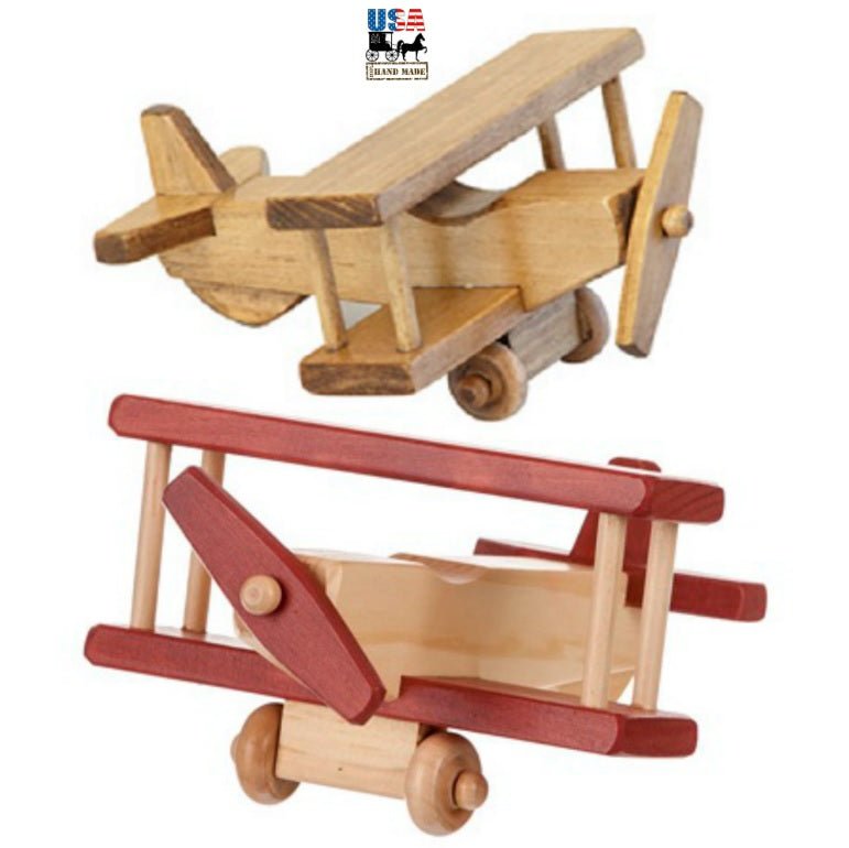 Wooden & Handcrafted Toys AIRPLANE - Amish Handmade Biplane – Saving ...
