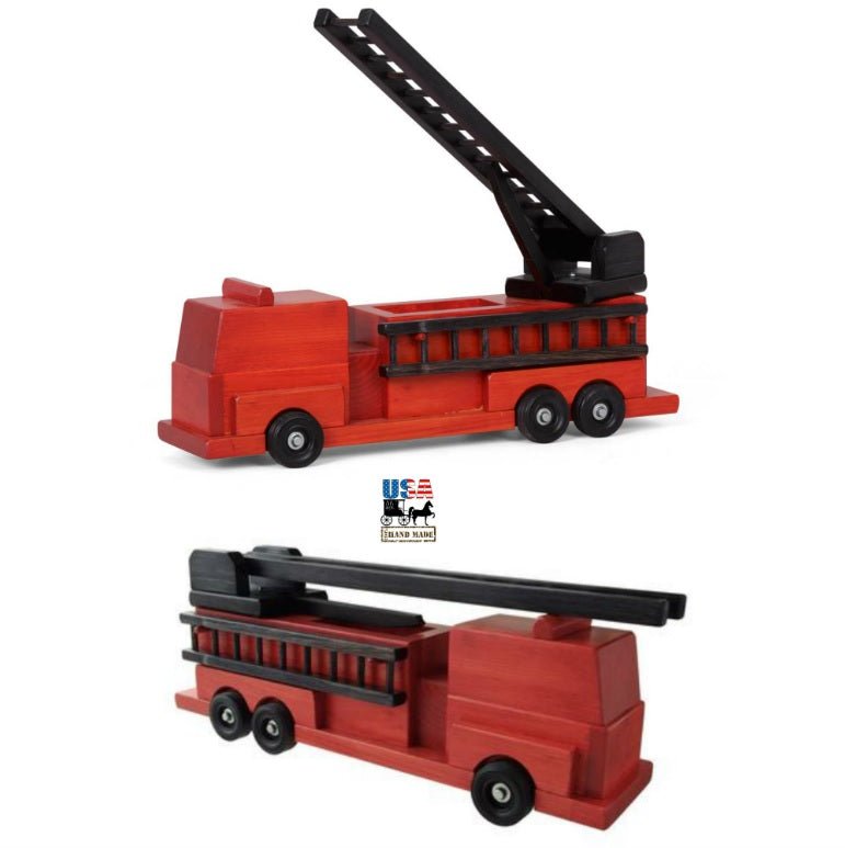 Handmade Toys | Large Red Wood Fire Ladder Truck | Shop Now – Saving ...