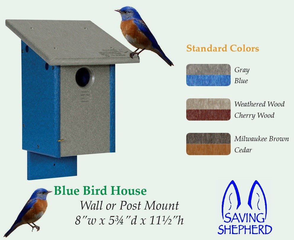 Birdhouse Amish Handmade BLUEBIRD HOUSE - 100% Recycled Poly – Saving ...