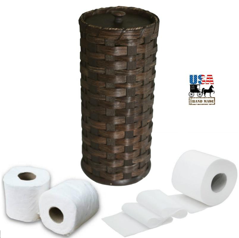 Basket 3 ROLL TOILET TISSUE STACKER Hand Woven Basket & Lid – Saving ...