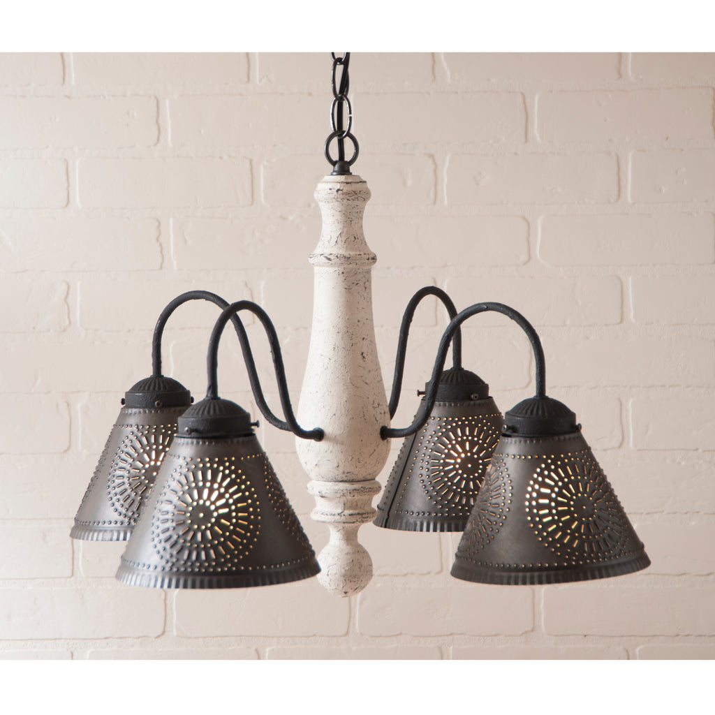 Country Lighting WOOD & PUNCHED TIN "CRESTWOOD" CHANDELIER – Saving ...