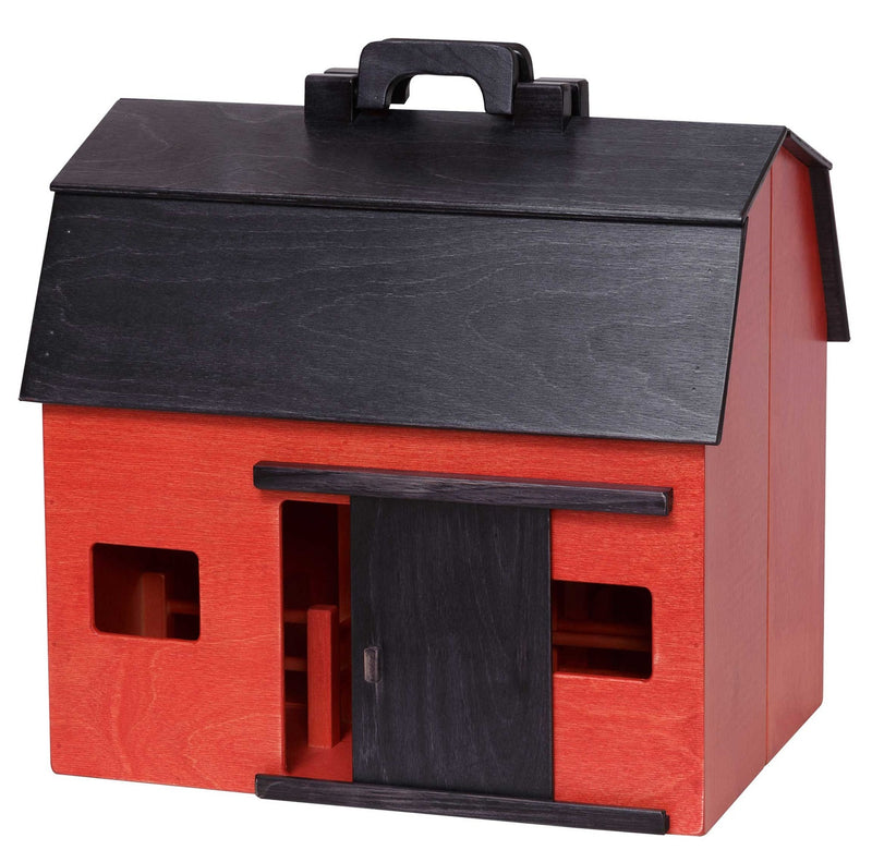 Wooden & Handcrafted Toys RED FOLDING BARN BARNYARD Farm Animals, Fence ...