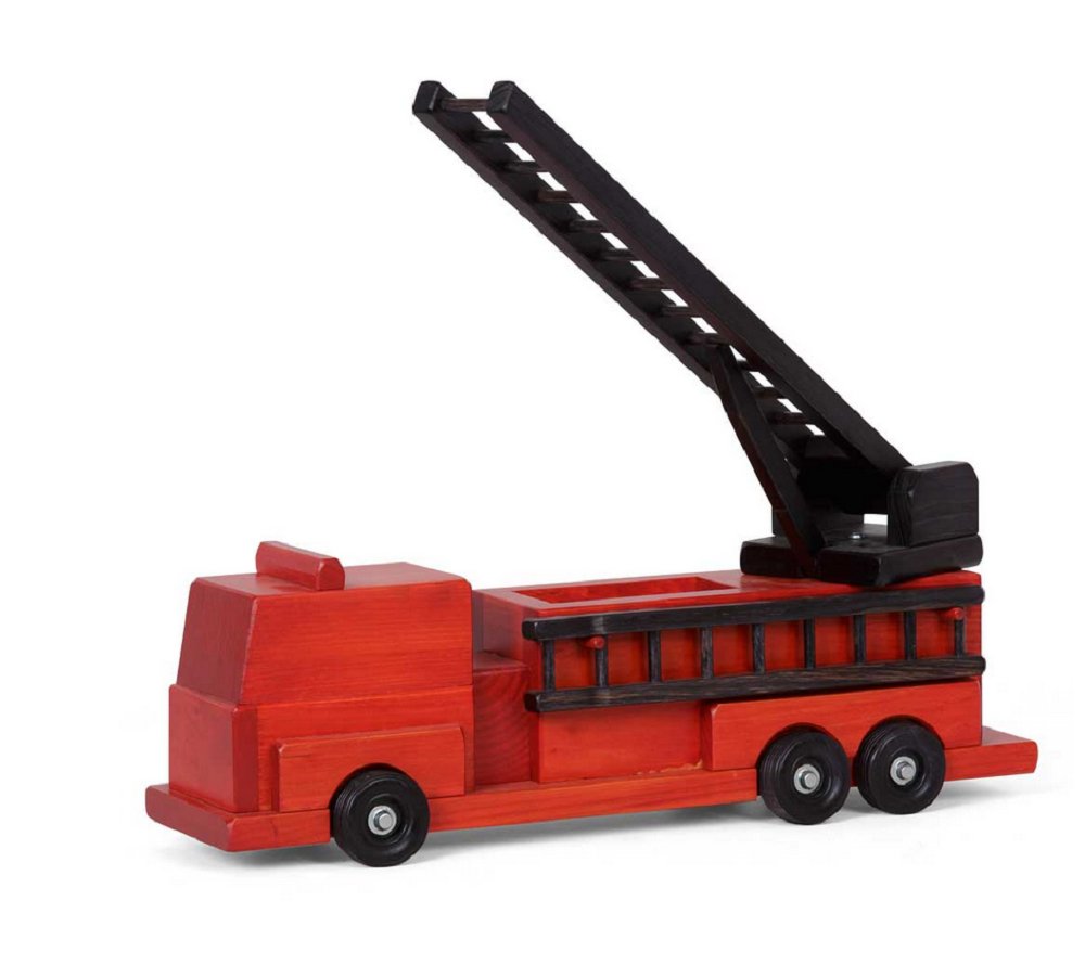 Handmade Toys | Large Red Wood Fire Ladder Truck | Shop Now – Saving ...