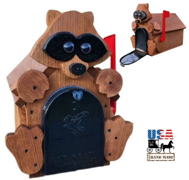 Mailbox RACOON MAILBOX - Amish Handmade Wildlife Mail Box – Saving Shepherd
