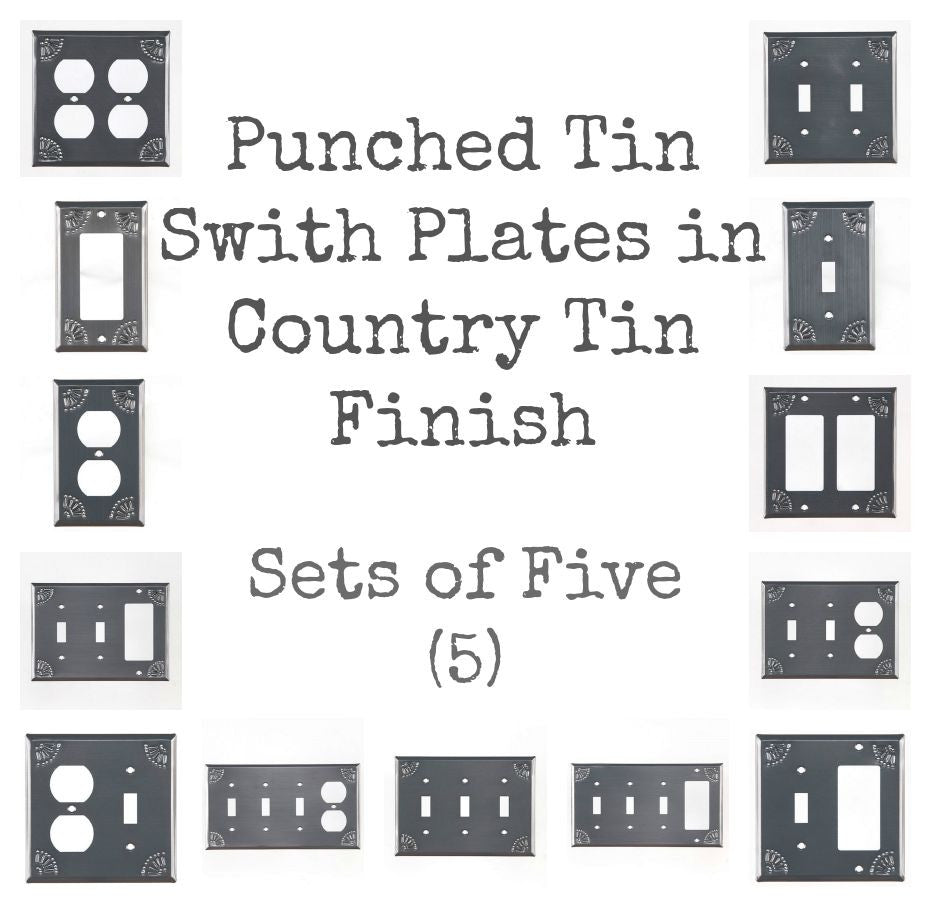 Primitives PUNCHED TIN SWITCH PLATES ~ Set of Five (5) – Saving Shepherd