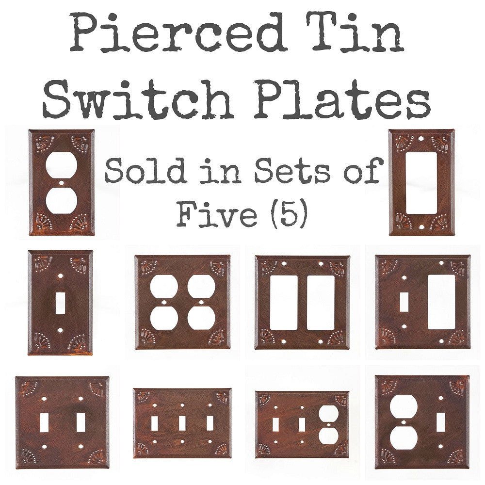 Primitives PUNCHED TIN SWITCH PLATES ~ Set of Five (5) – Saving Shepherd