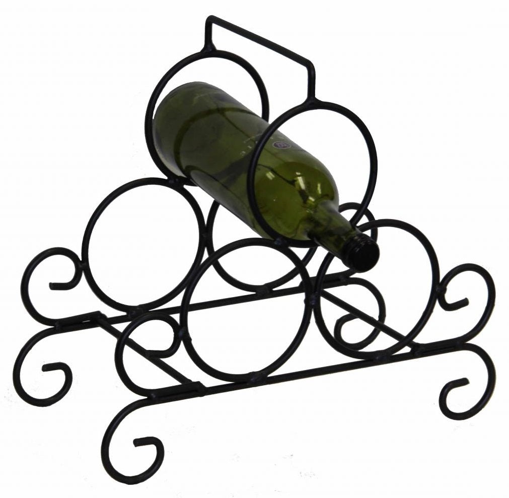 Wine Accessories PRIMITIVE WROUGHT IRON WINE RACK 3 Bottle Hand Forged ...